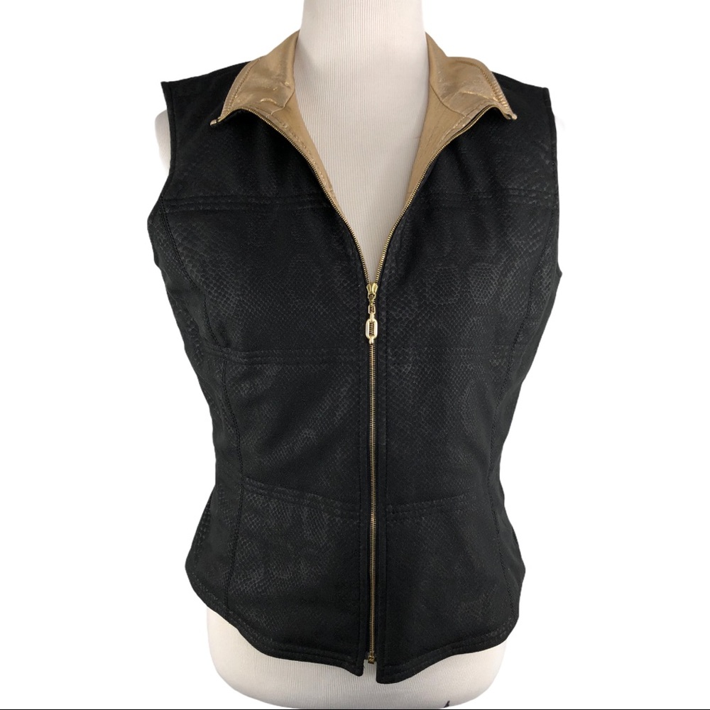 St. John Soca Black Snake & Gold Reversible Vest - Gem